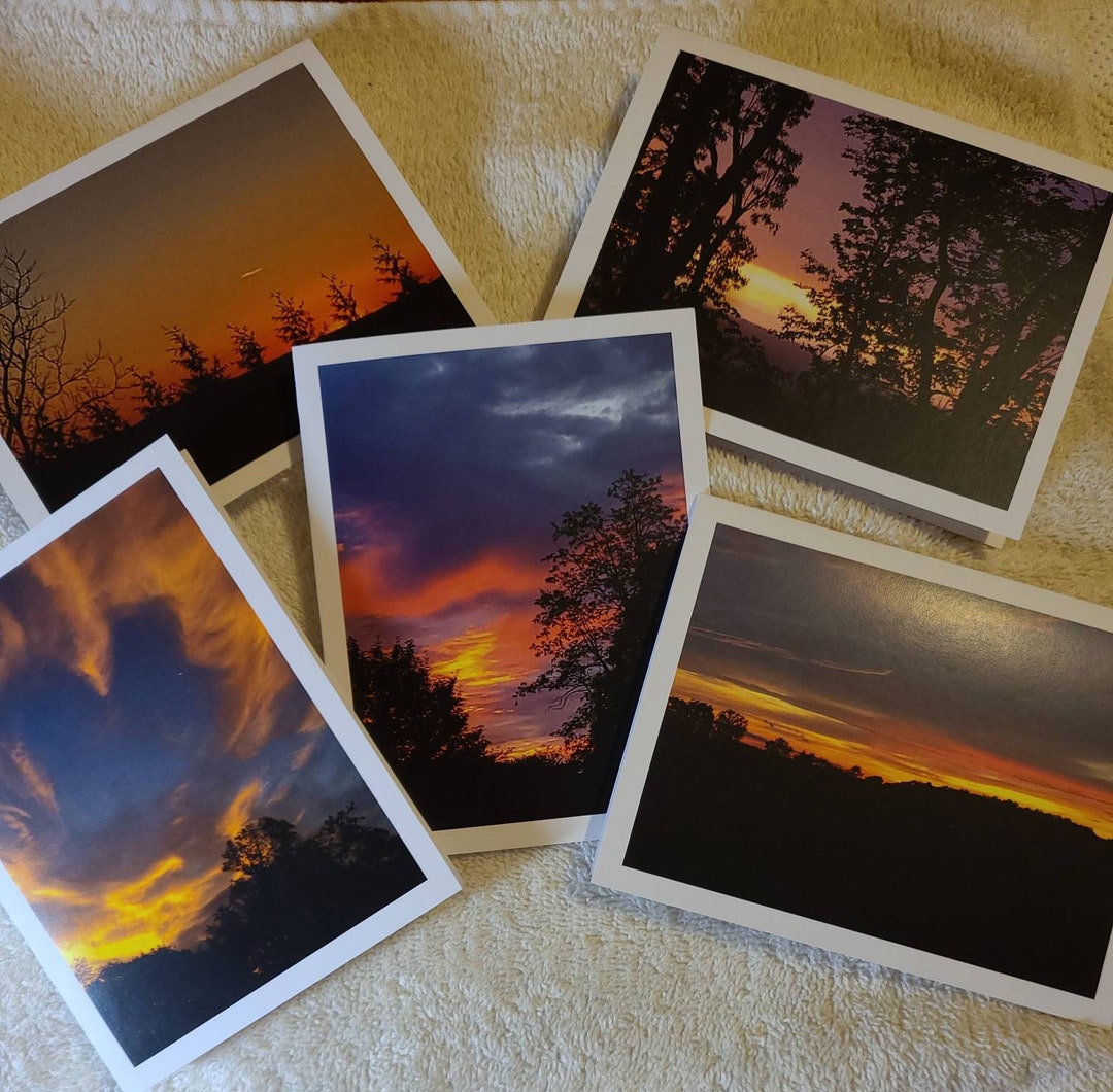 Assorted SUNSET Note Cards (boxed Set of 10 Blank Note Cards With ...