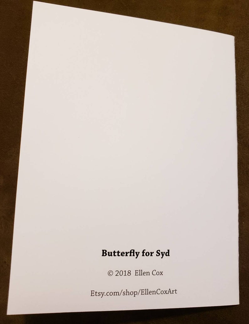 Butterfly for Syd (1 Blank Note Card With White Envelope) - Etsy