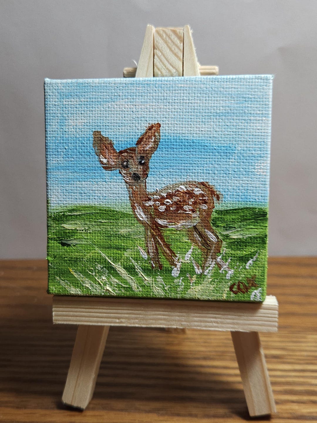 Summer Fawn miniature Acrylic Painting With Easel - Etsy