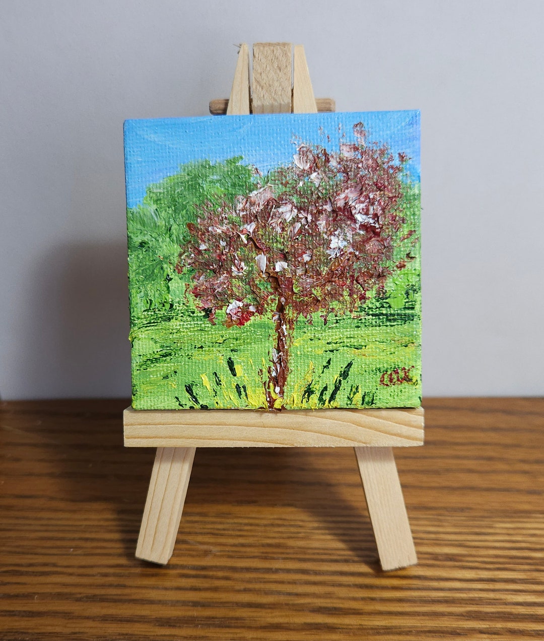 May Red (miniature Acrylic Painting With Easel) - Etsy
