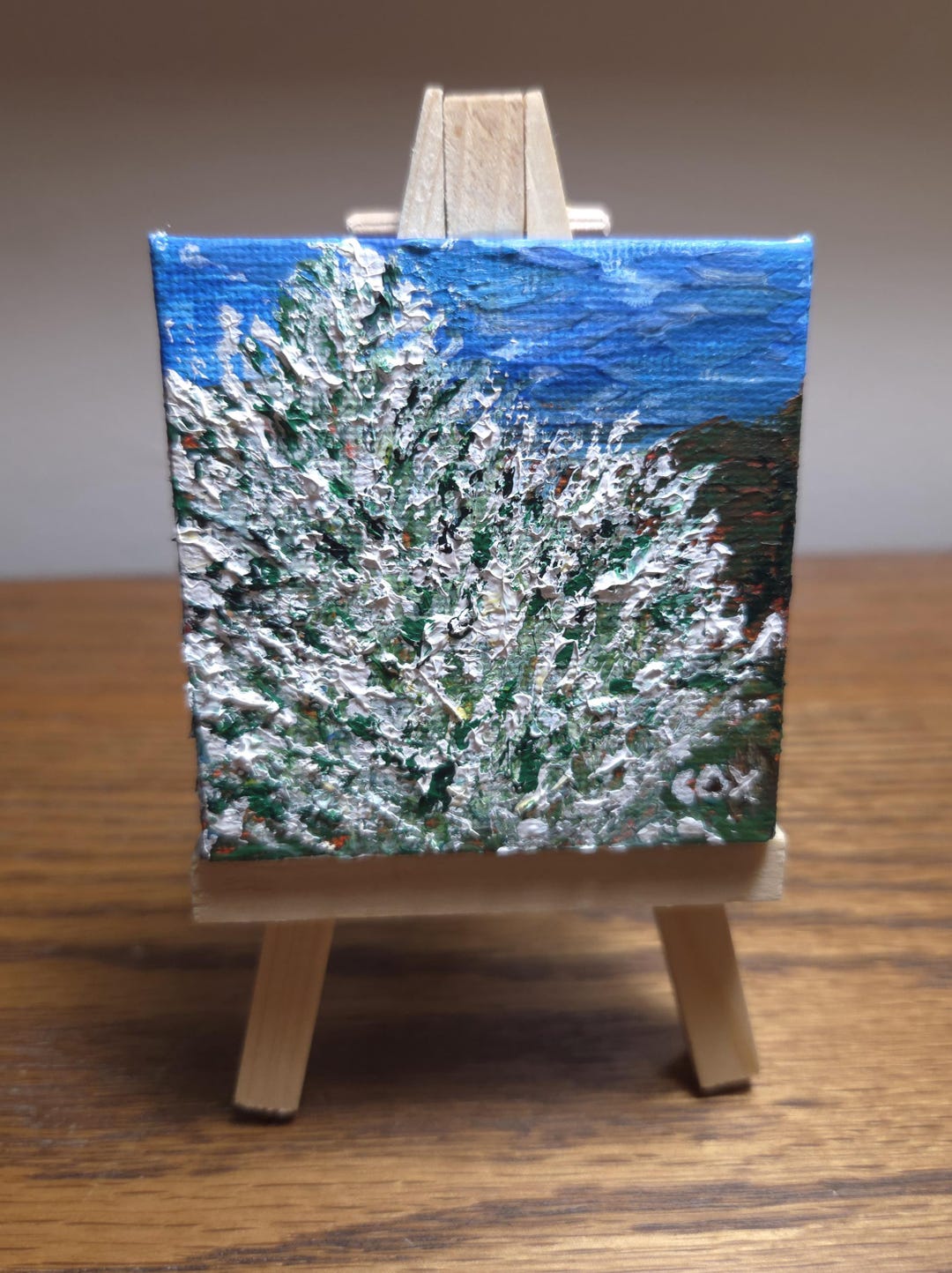 Two Wintry Trees (miniature Acrylic Painting With Easel) - Etsy