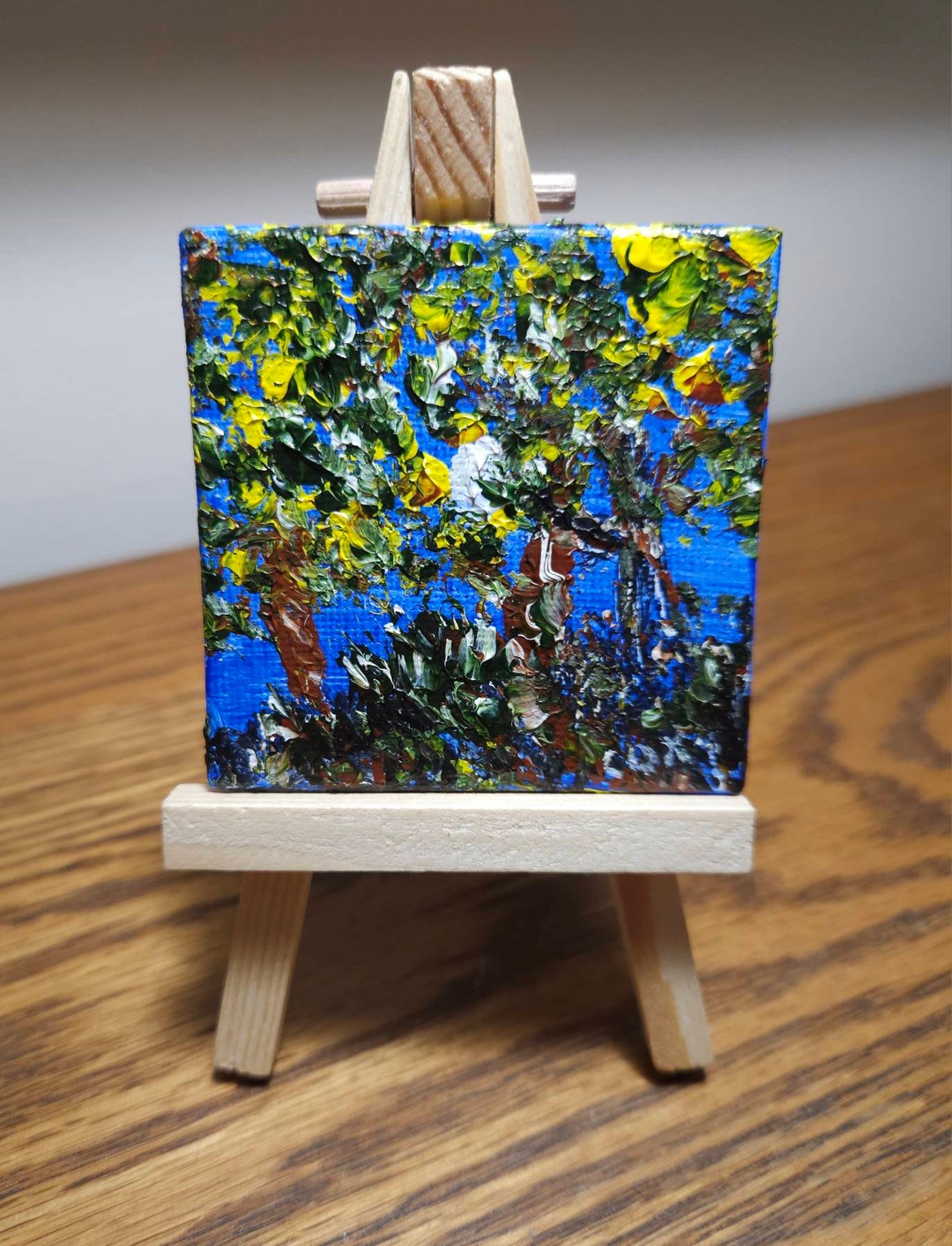 Hidden Moon (miniature Acrylic Painting With Easel) - Etsy