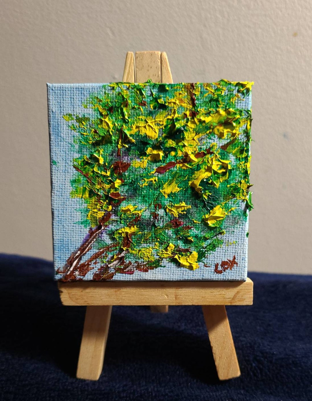 Bright Fall Tree (miniature Acrylic Painting With Easel) - Etsy