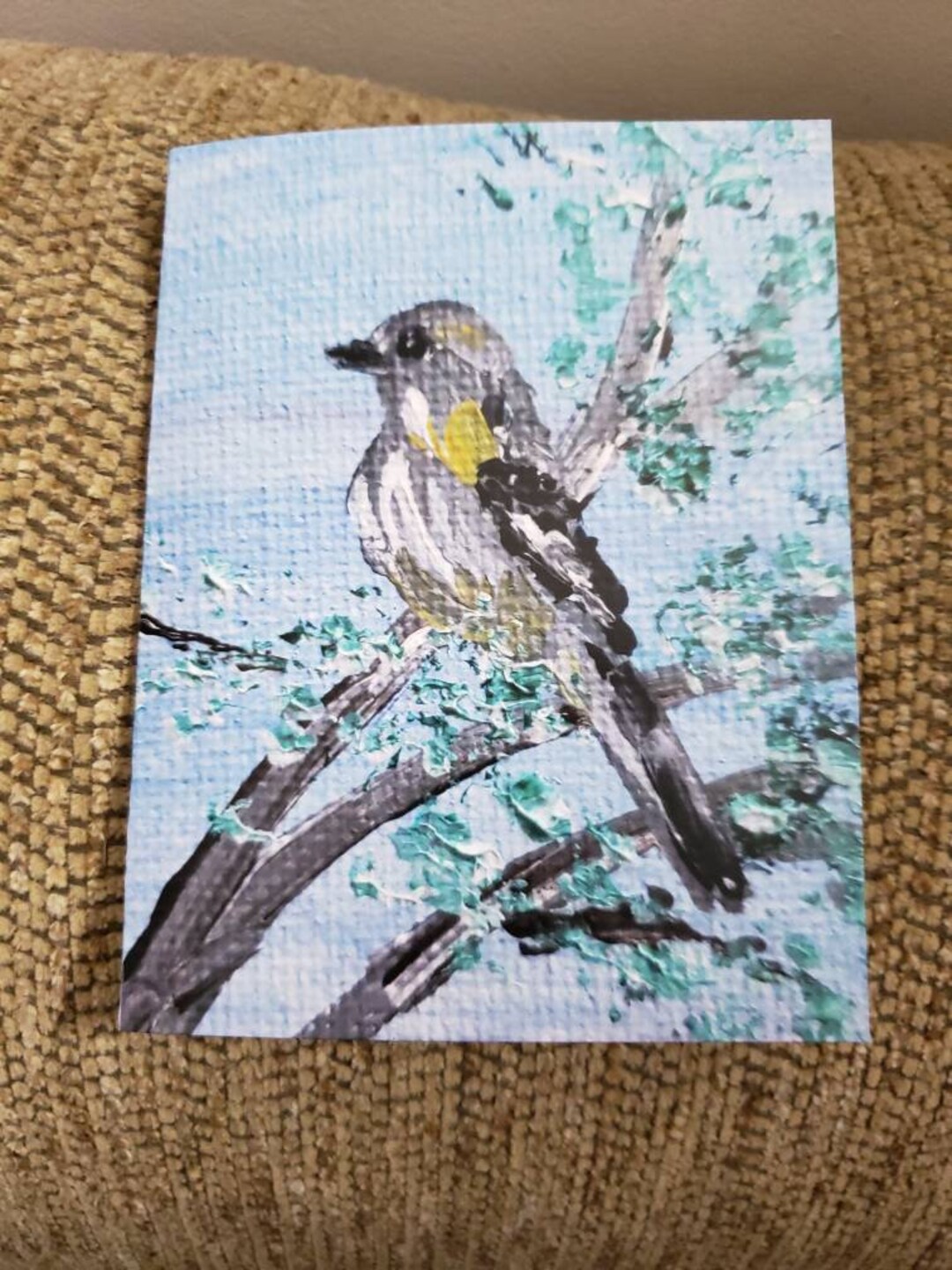 Northern Mockingbird in Early Spring (1 Blank Note Card With White ...