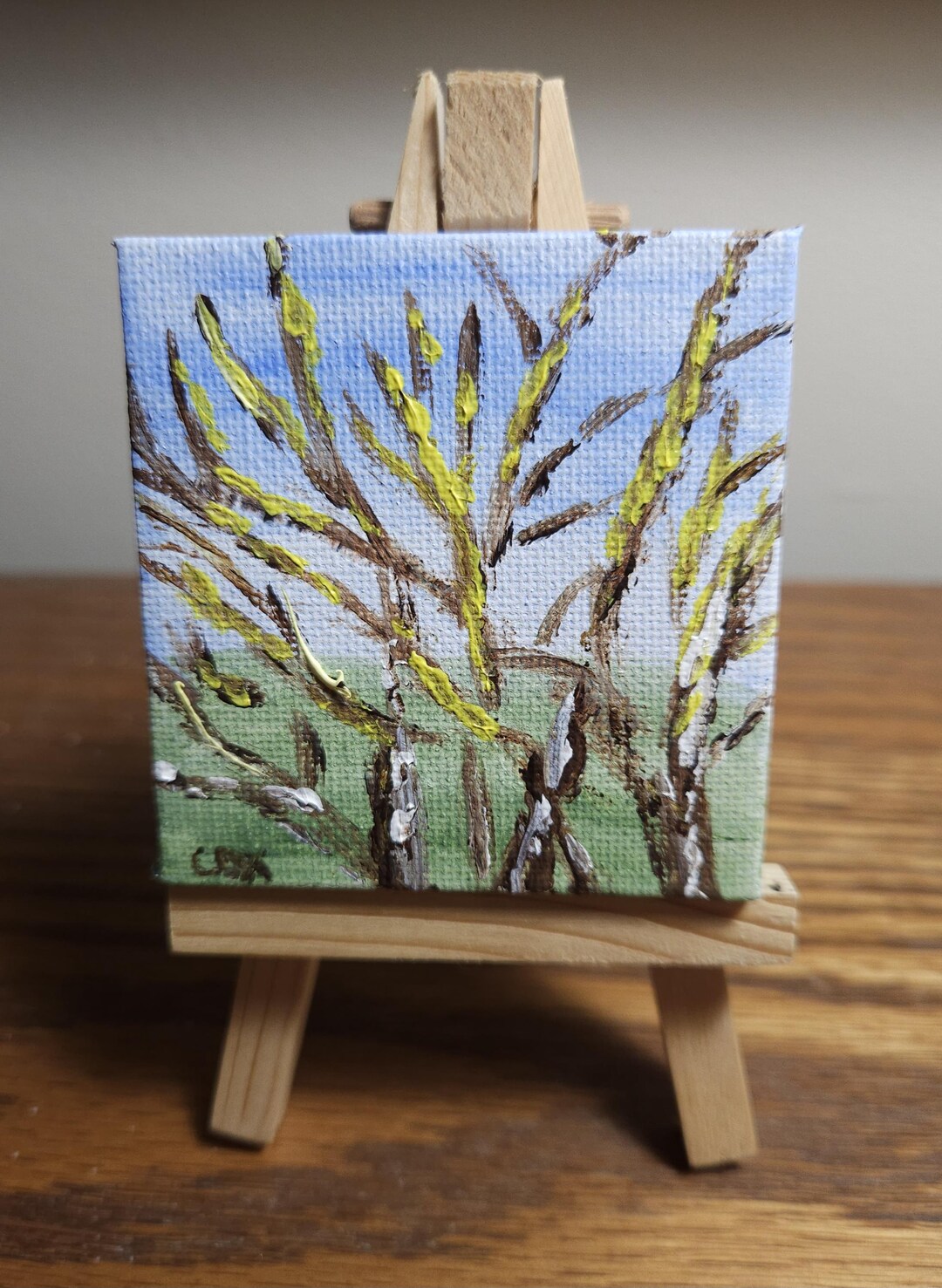 Branches (miniature Acrylic Painting With Easel) - Etsy