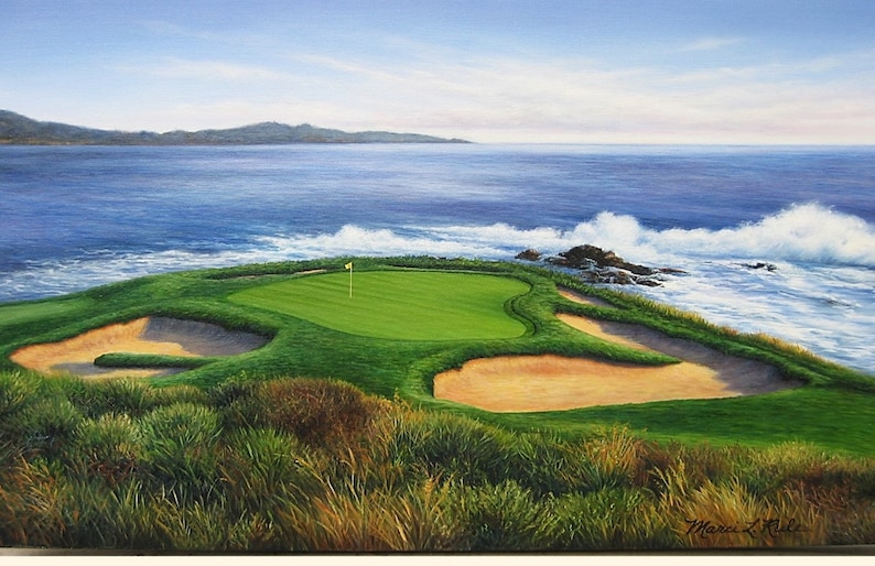 Pebble Beach Golf Course Art, Giclee Landscape Print, Father's Day Gift ...