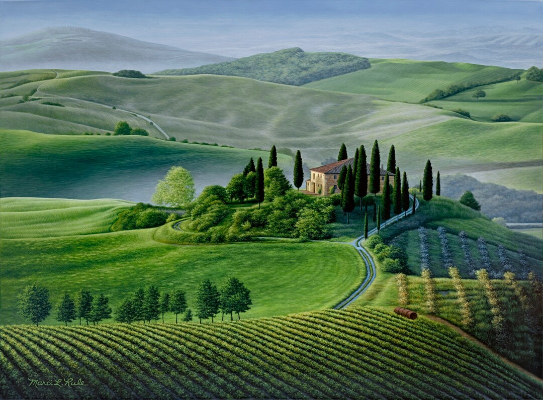 Toscana Art, Italy Scenic Landscape, Mediterranean Art, Landscape Oil ...