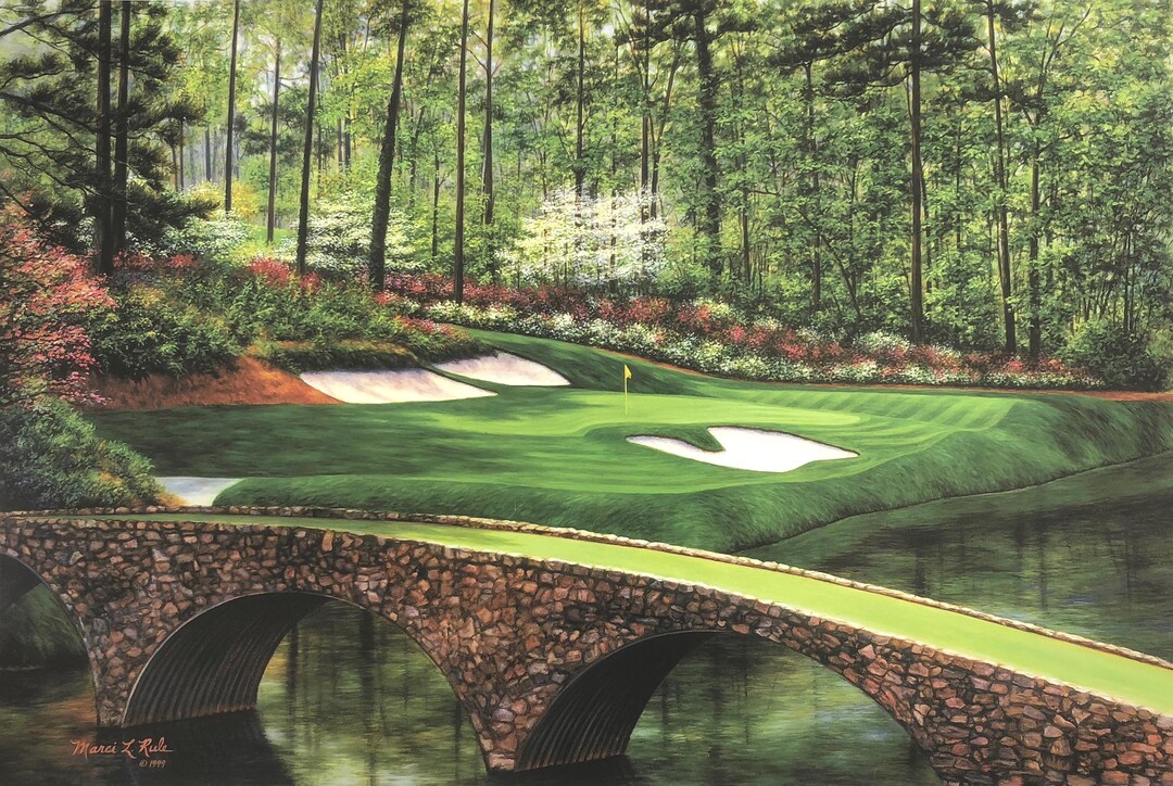Augusta National Amen Corner Art Print, Golden Bell #12, Golf Course ...