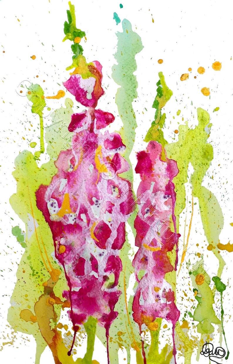 Foxglove Flower Watercolour Painting Abstract Flower - Etsy UK