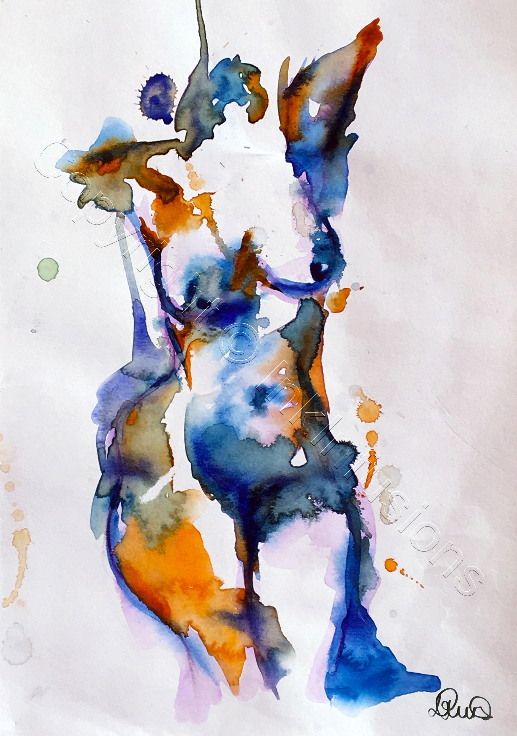 Female Nude Print Watercolor Nude Watercolour Art Erotic Art