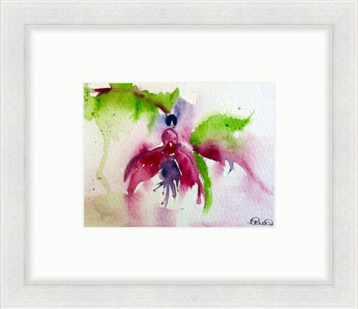 Fuchsia Flower Painting Print Fuchsia Art. Watercolor Flower - Etsy