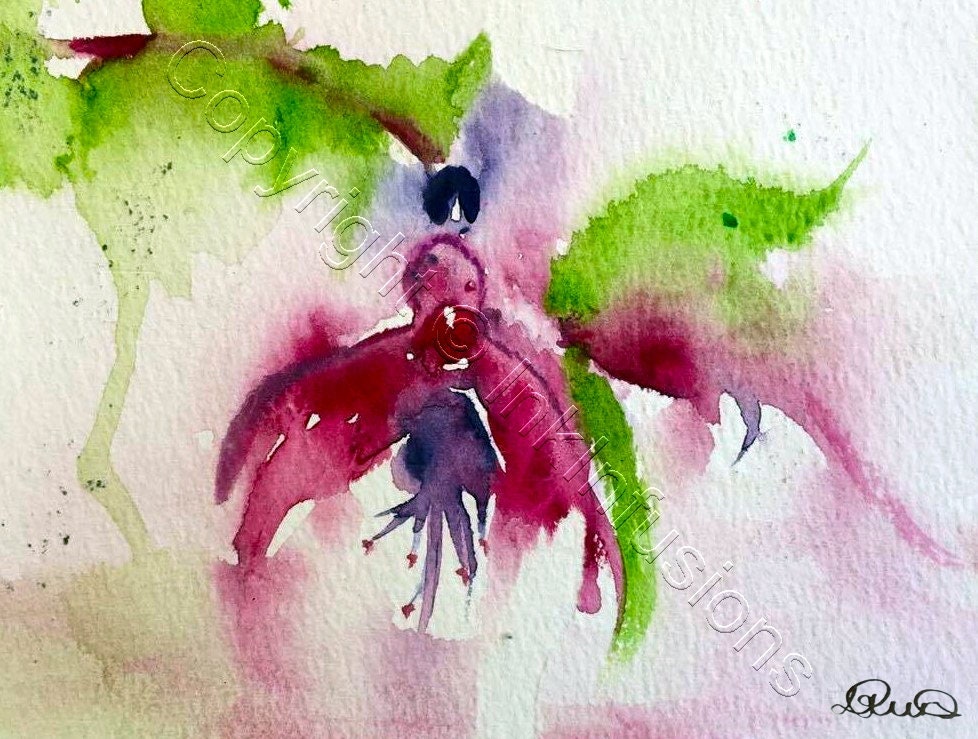 Fuchsia Flower Painting Print Fuchsia Art. Watercolor Flower - Etsy