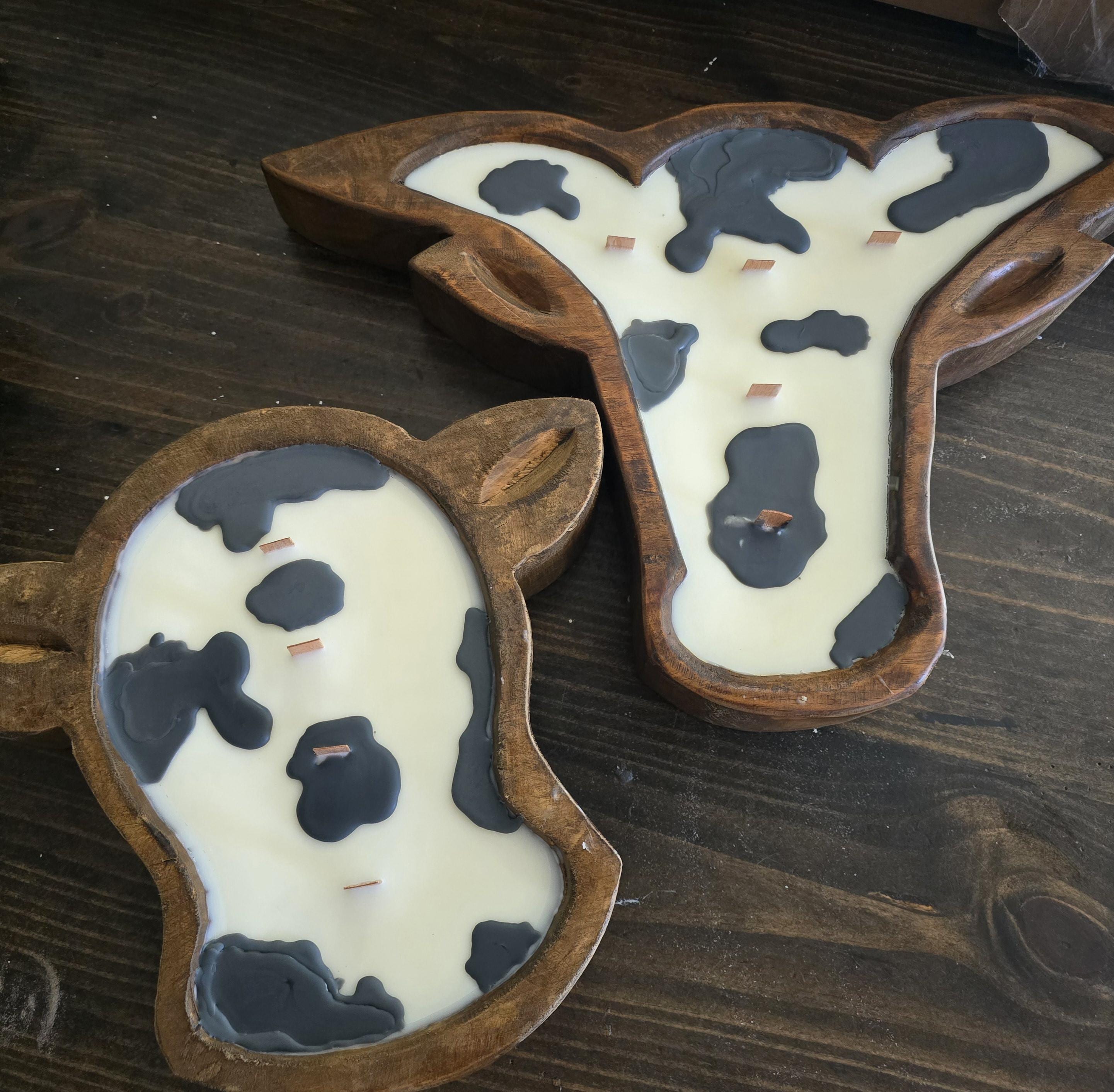 Cow Print Dough Bowl Candles - Longhorn Large and Mini - Etsy