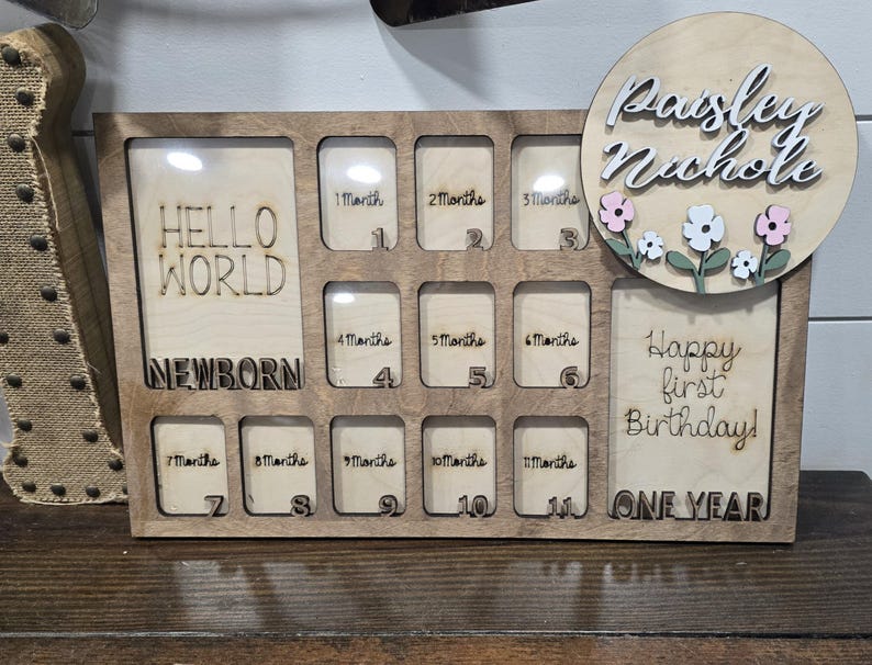 Personalized Baby's First Year Picture Frame. Newborn-1st Birthday - Etsy