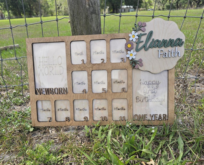 Personalized Baby's First Year Picture Frame. Newborn-1st Birthday - Etsy