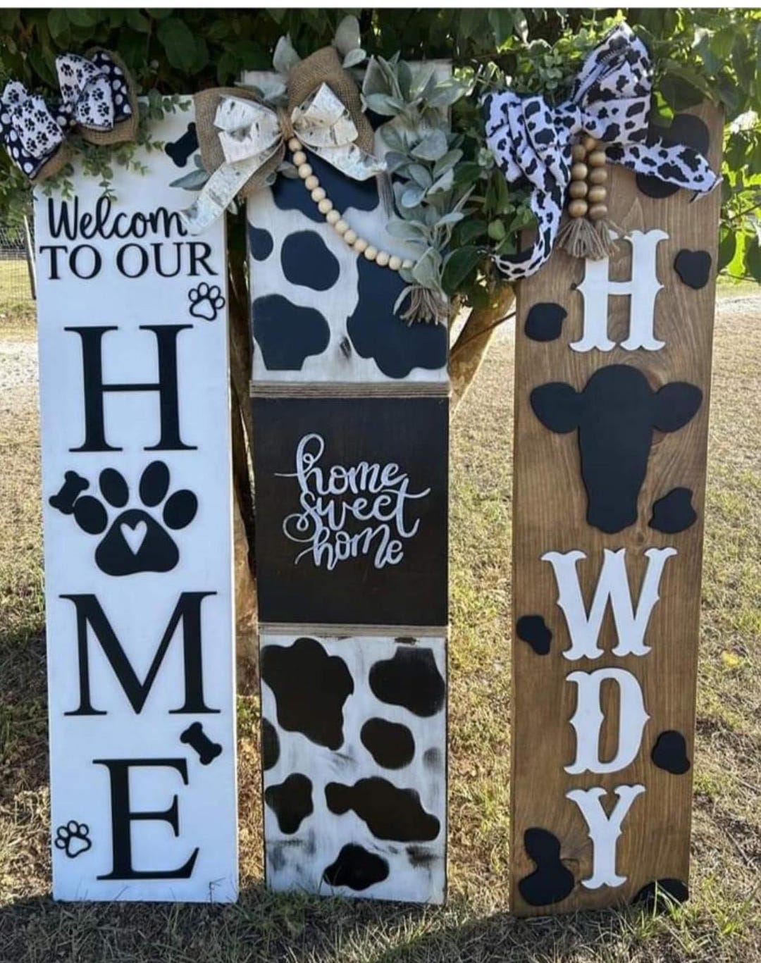 Howdy Porch Leaner , Cow , Farmhouse , Dog , Home Sweet Home, Highland ...