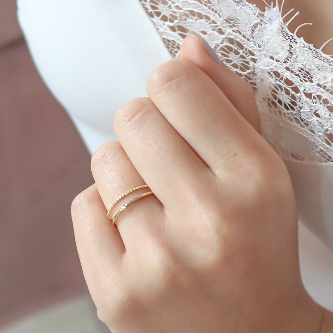 Petite Crystal Ring Minimalist Ring Dainty Ring Stackable - Etsy