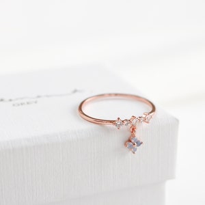 Forget-me-not Blossom Ring, Flower Ring, Floral Ring, Friendship Ring, Rose Gold Rings, Layering ...