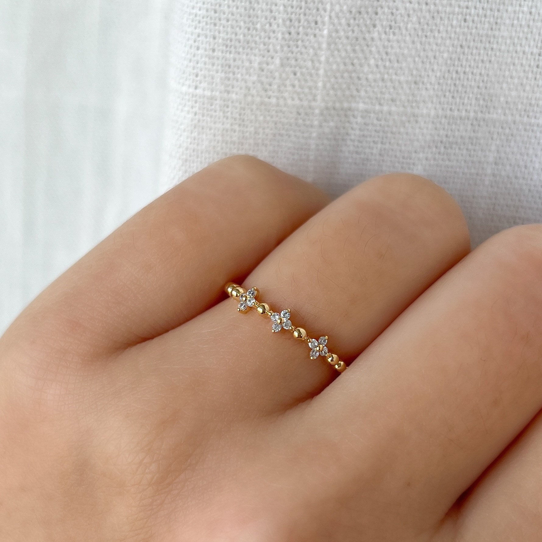 Blossom Ring, Flower Ring, Floral Ring Dainty, Delicate Trendy Rings ...