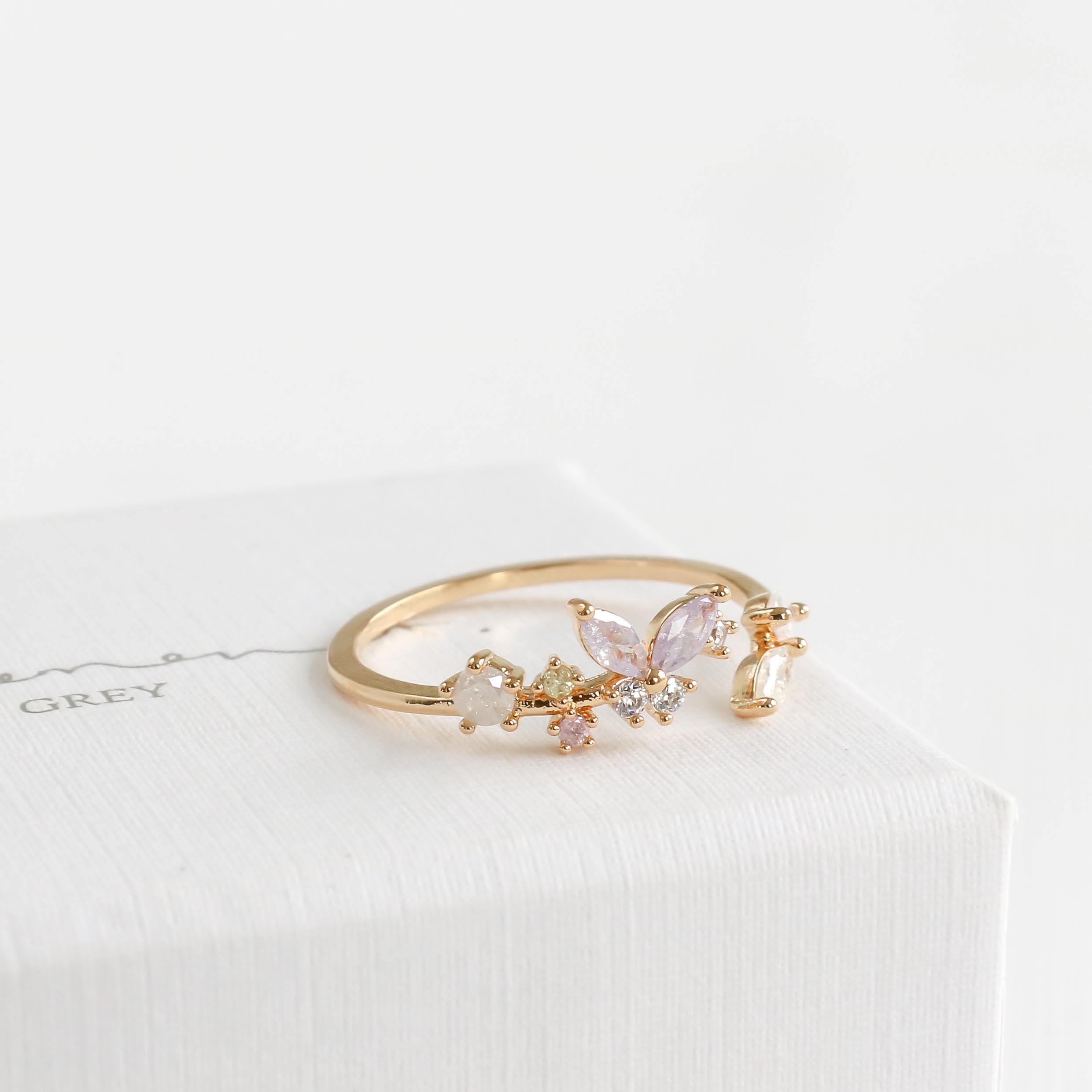 Purple Butterfly Ring • Branch Ring • Best Friend Gift • Dainty Ring ...