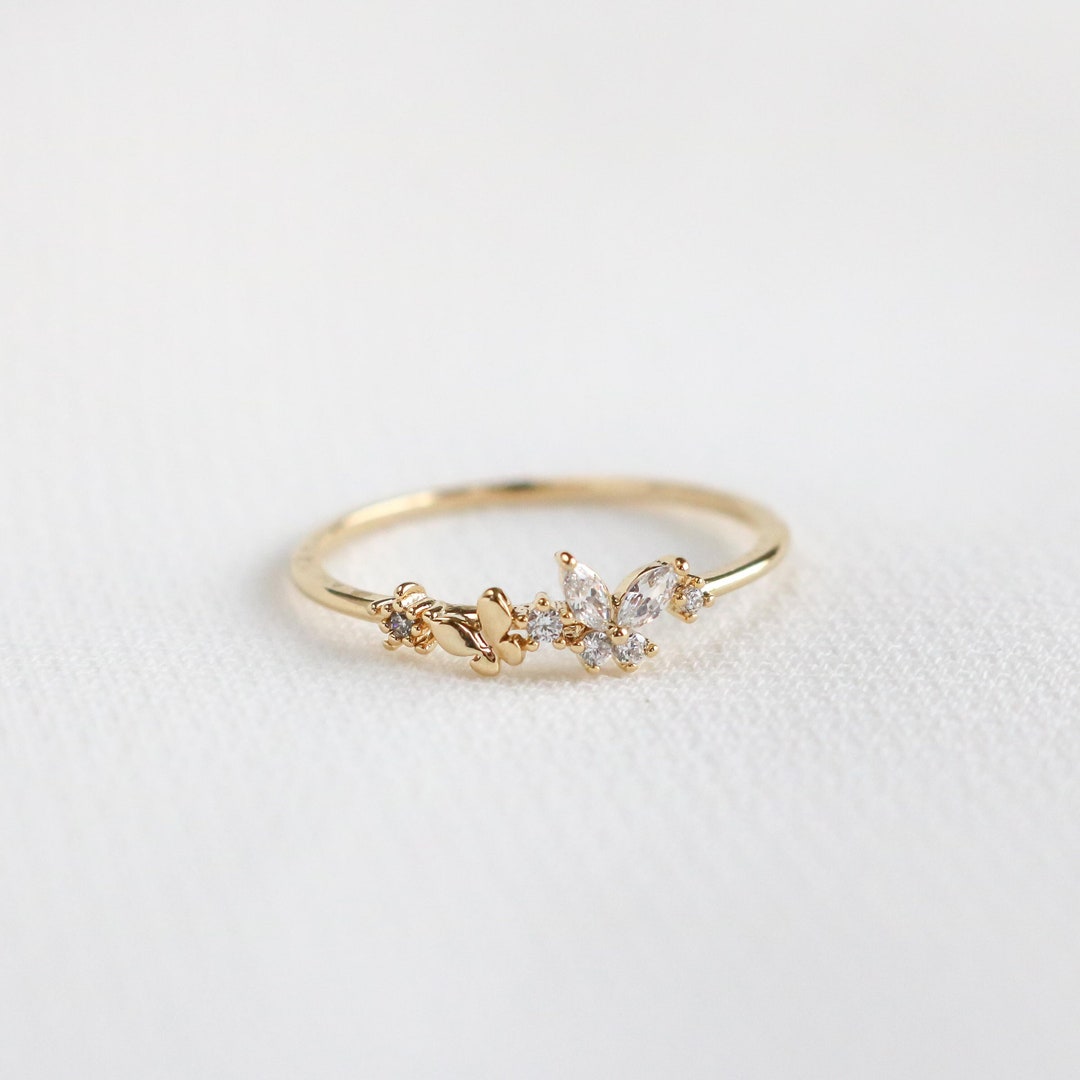 Amari Ring, Dainty, Delicate, Butterfly Ring, Marquise Stones, Trendy ...