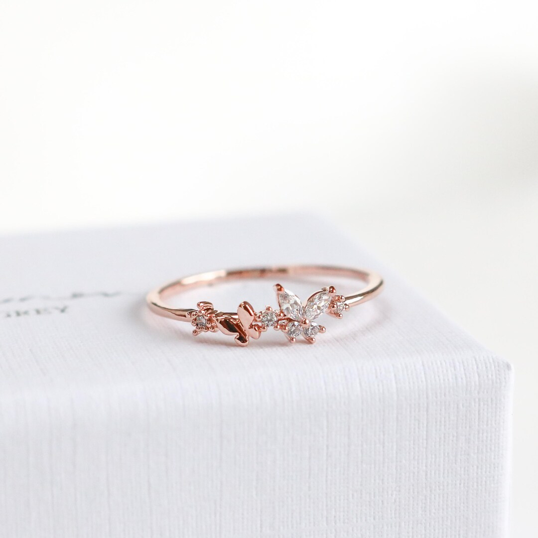 Amari Ring Dainty Delicate Butterfly Ring Marquise Stones - Etsy