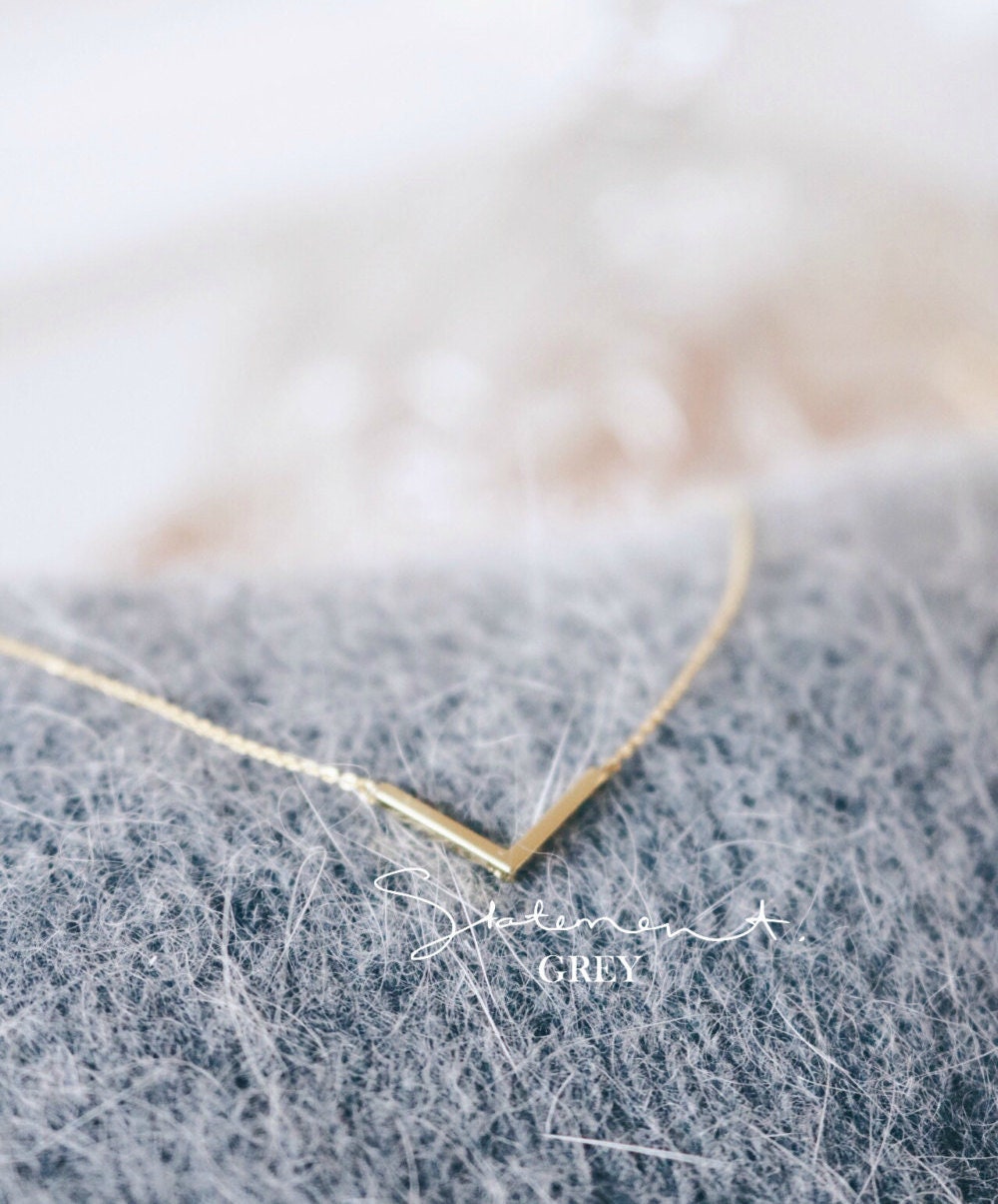 Gold V Necklaces Thin Gold Chevron Necklace Chevron Bar - Etsy