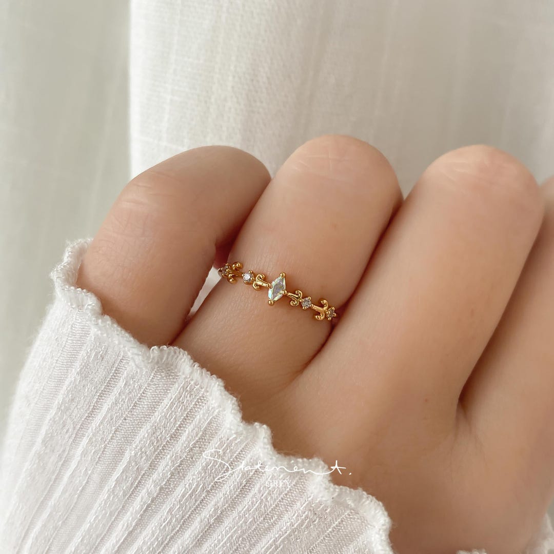 TIANA Iridescent Crystal Ring, Dainty Ring, Delicate Ring, Marquise Crystal Ring, Trendy Rings ...