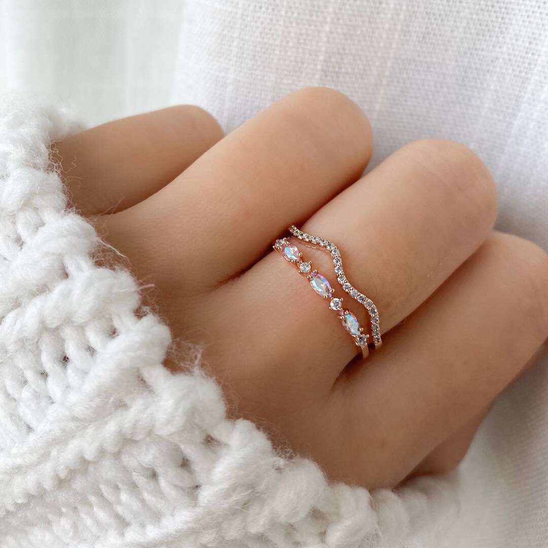 Charlotte Ring, Marquise Ring, Open Ring, Free-size, Colourful ...