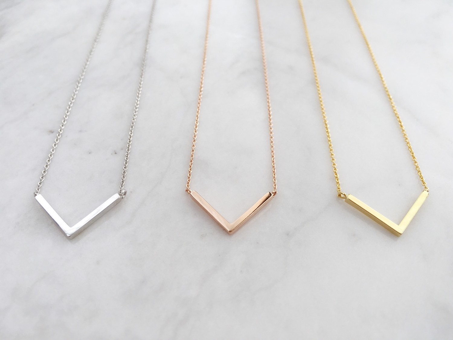 Gold V Necklaces Thin Gold Chevron Necklace Chevron Bar - Etsy