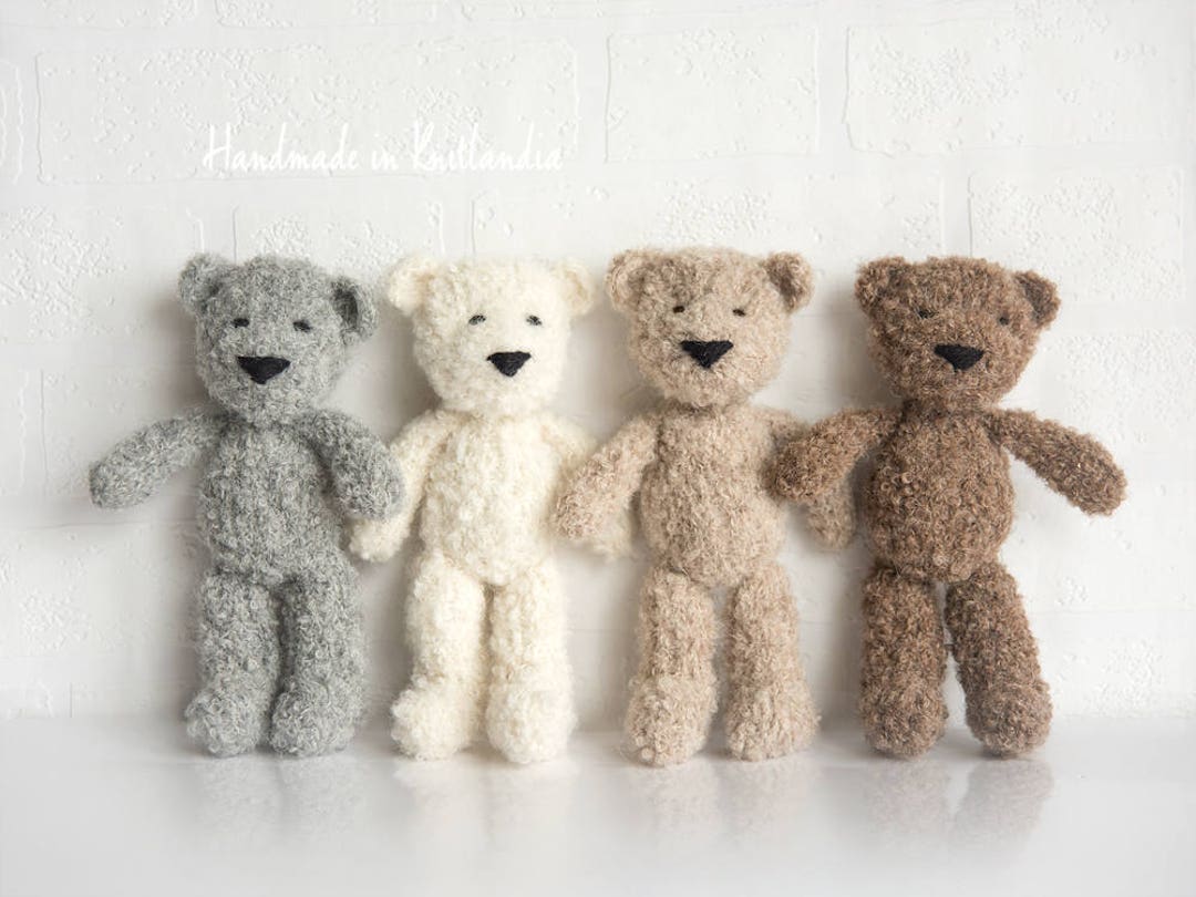 Small Teddy Bear and Matching Hat, Handknitted Toy and Hat Set, Newborn ...