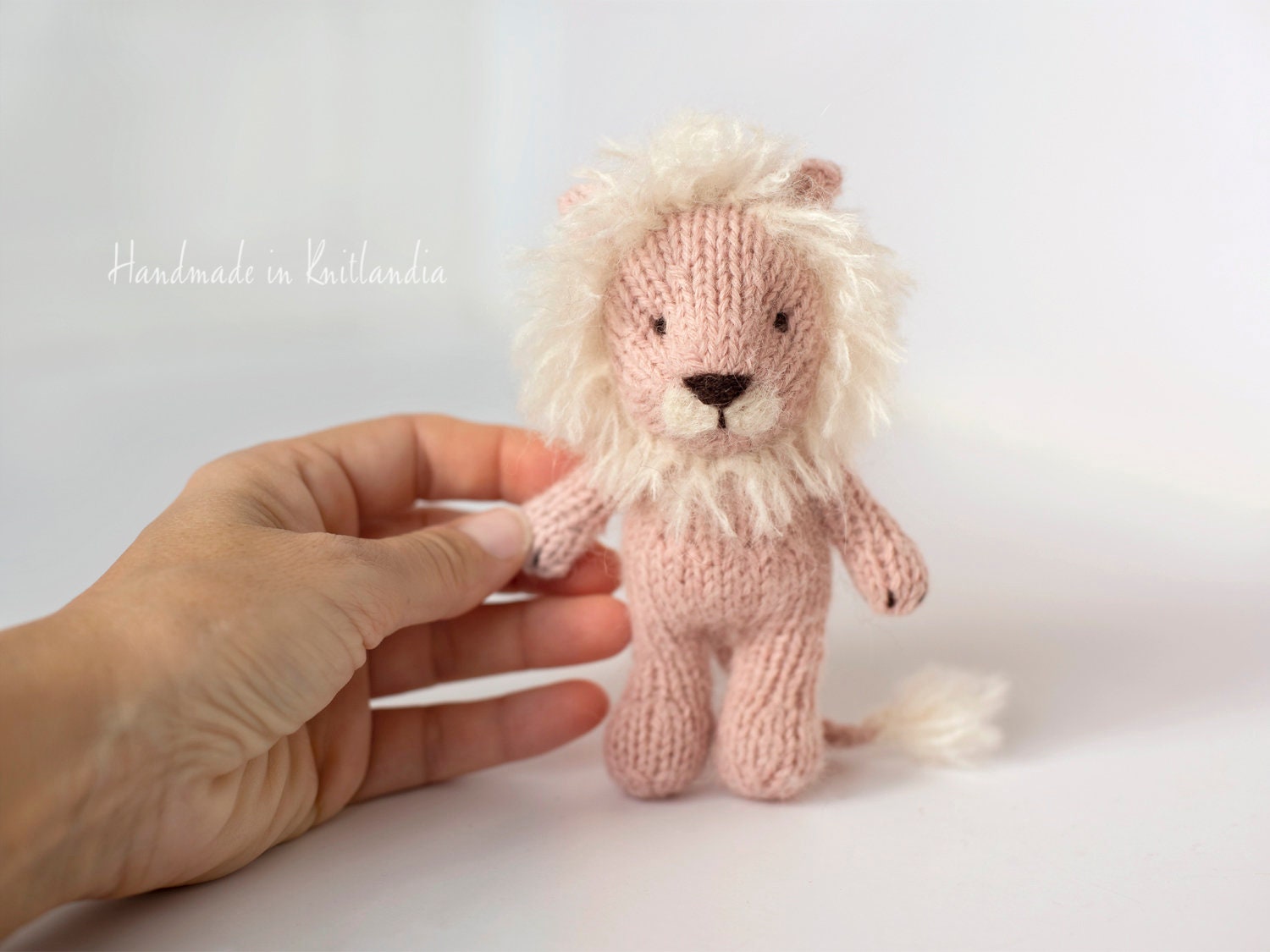 Little Lion Stuffie and Matching Hat, Handknitted Toy and Hat Set ...