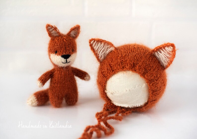 Fuzzy Fox Newborn Hat and Baby Fox Tail Set Handknitted Toy - Etsy UK