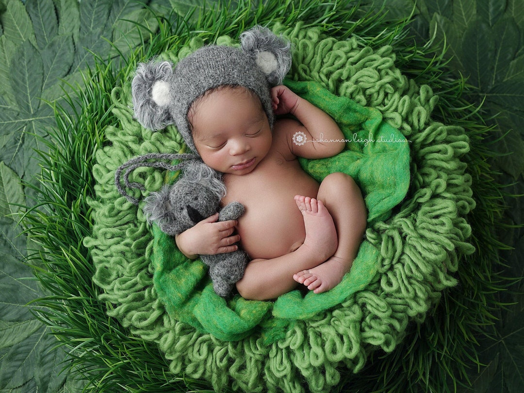 Koala Bear and Matching Hat, Handknitted Cute Toy and Hat Set, Newborn ...