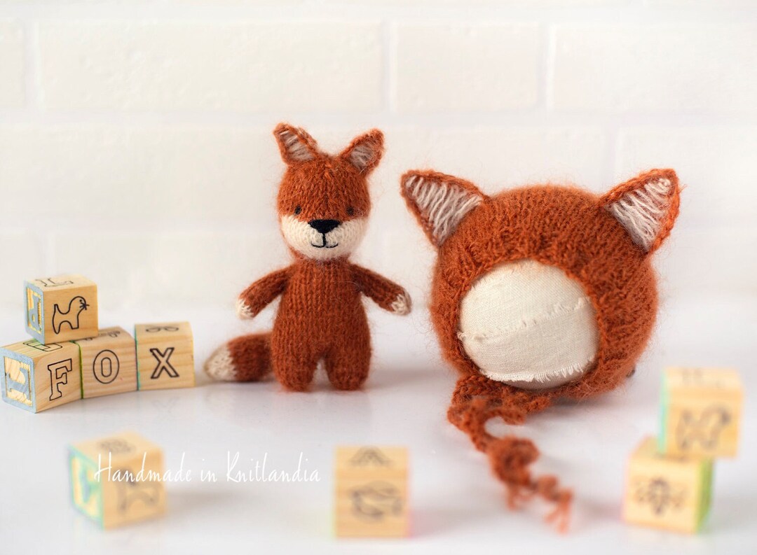 Fuzzy Fox Newborn Hat and Baby Fox Tail Set Handknitted Toy - Etsy UK