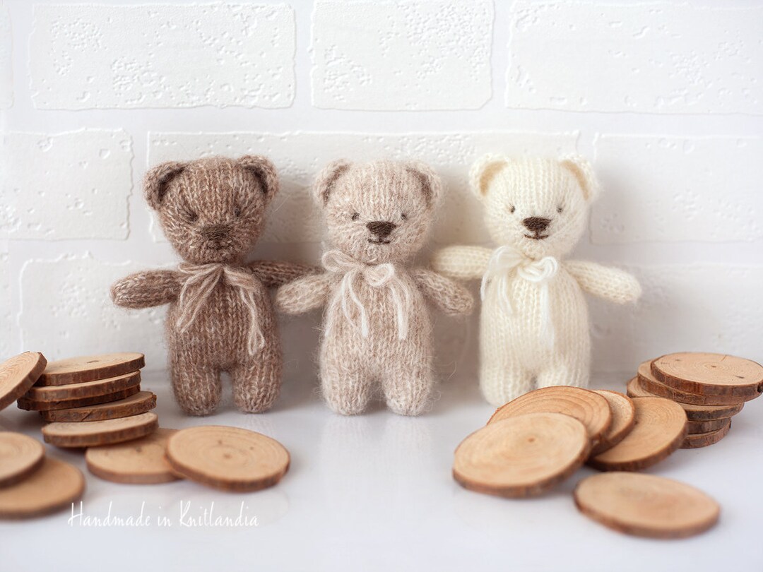 Little Teddy Bear, Handknitted Cute Fuzzy Toy, Newborn Photo Prop - Etsy