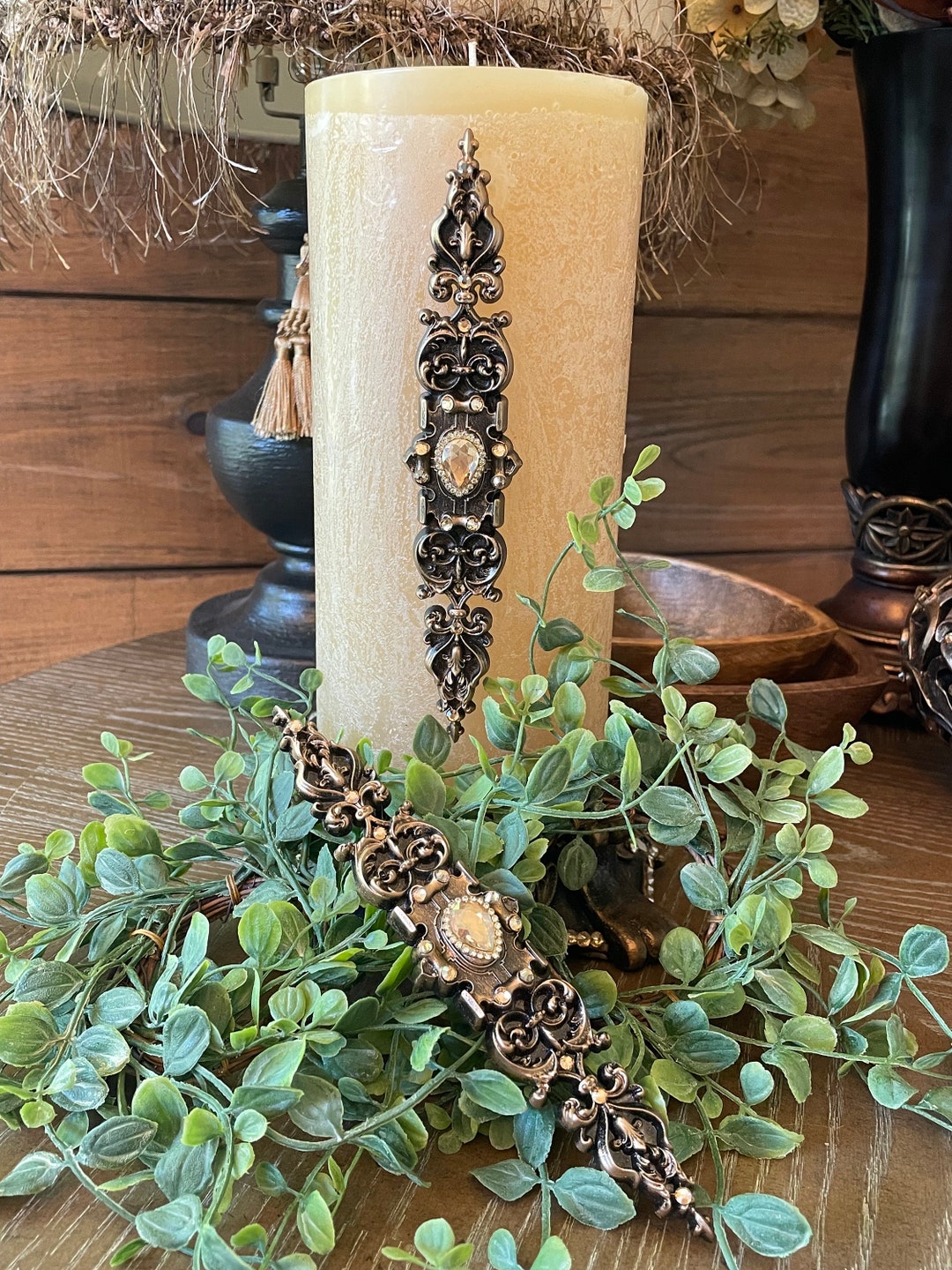 Set of 2 Ornate Candle Pins - Etsy