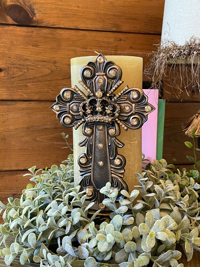 Cross With Crown Candle Pin - Etsy