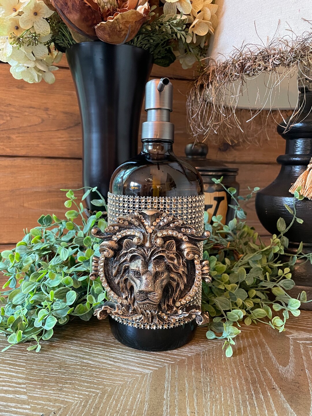 32 Oz Glass Soap Dispenser Lion Head - Etsy
