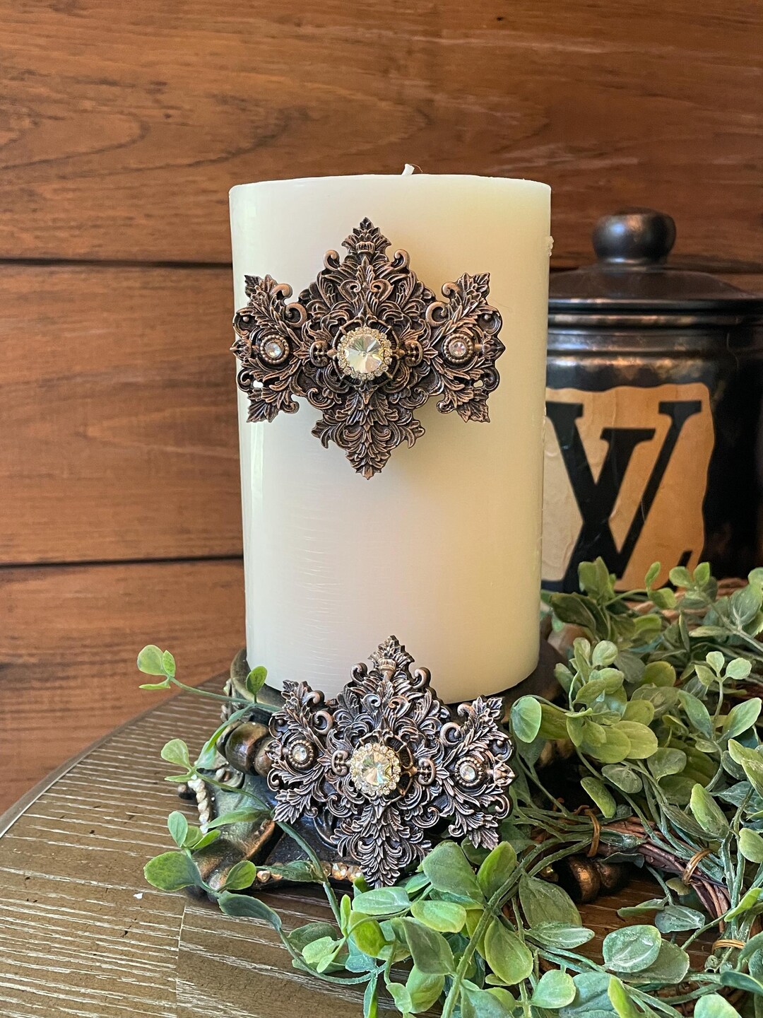 Set of 2 Ornate Scroll Baroque Medallion Candle Pins - Etsy