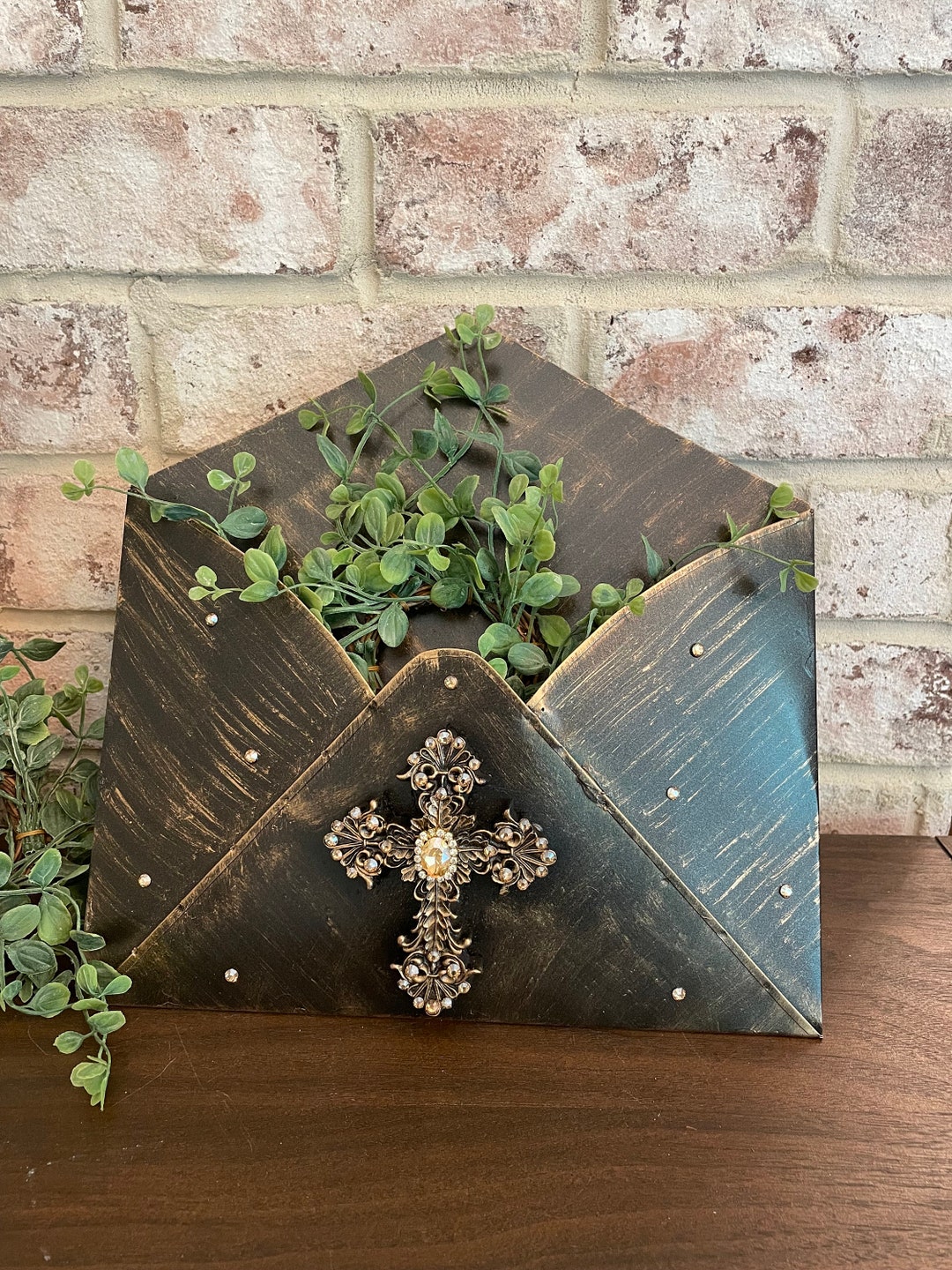 Cross Galvanized Tin Envelope Wall Pocket Shipping Included - Etsy