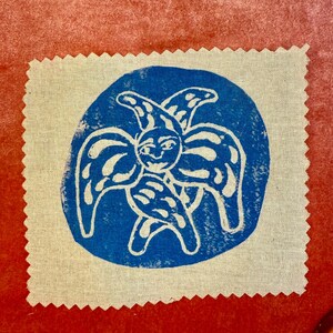 Seraphim Biblically Accurate Angel Linocut Linen Patch - Blue - Hand ...