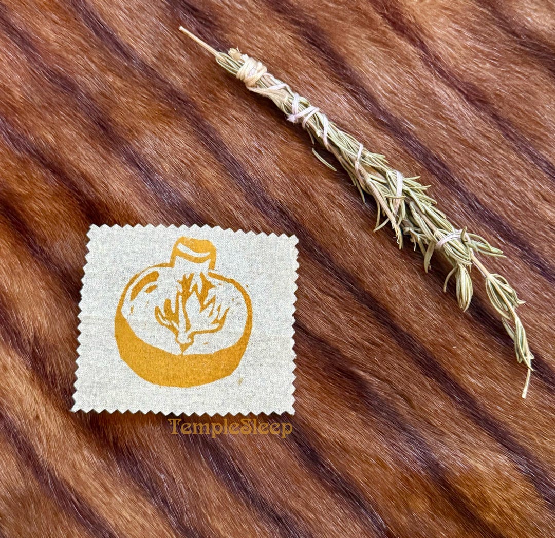 Alchemical Purification Bird Gold Linocut Linen Patch - Hand Printed ...