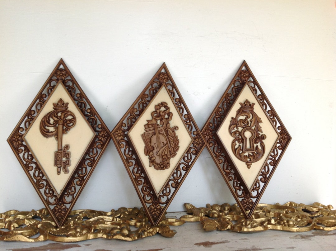 SYROCO, Wall Decor, Hollywood Regency, Set of 3, Vintage, 1972, Home ...