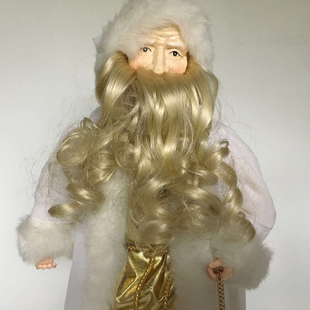 Tree Topper, Santa, Vintage Christmas, 16", Gold, Santa Tree Topper ...