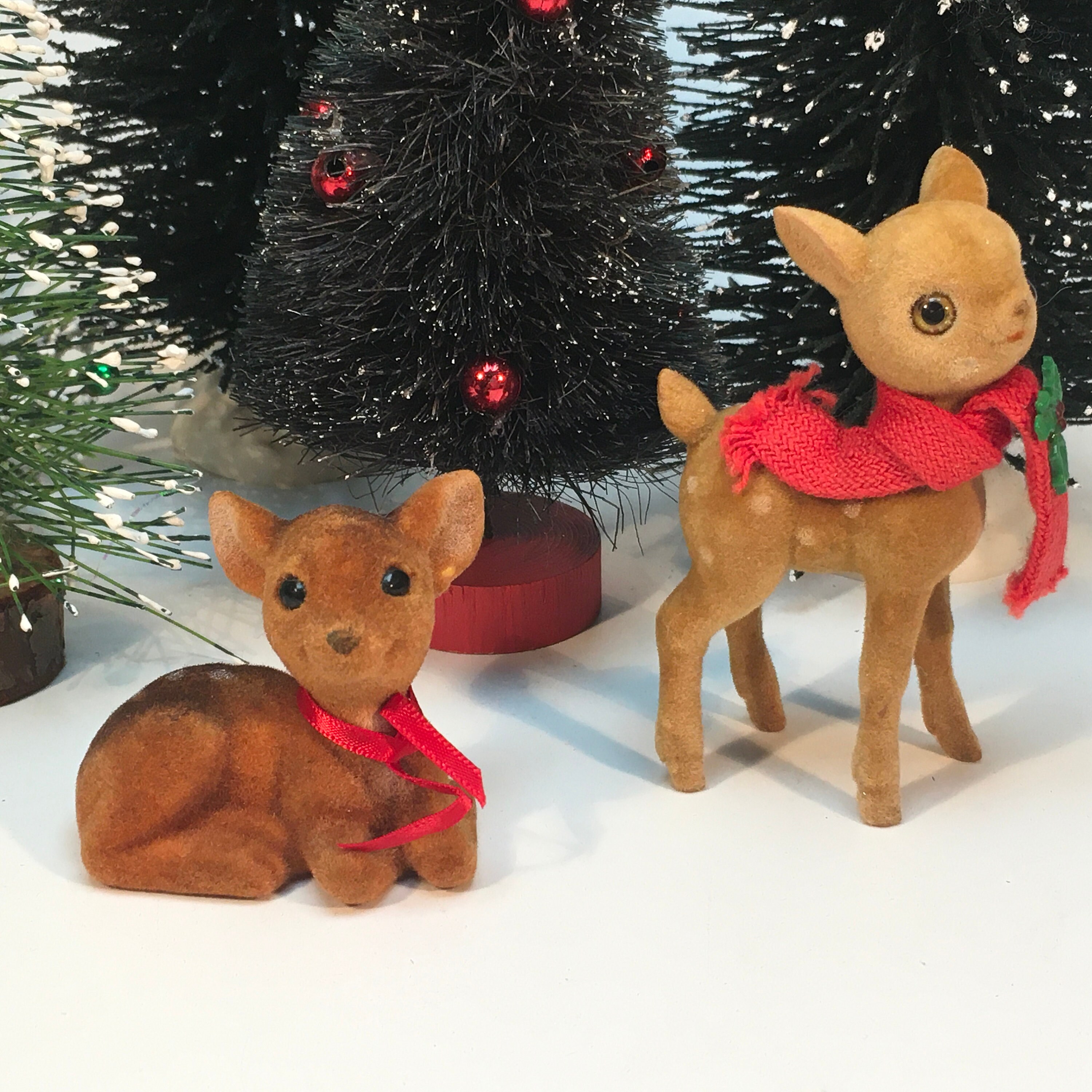 Vintage Reindeer, 1980s, Set/2, Reindeer, Hallmark, Reindeer, Flocked ...