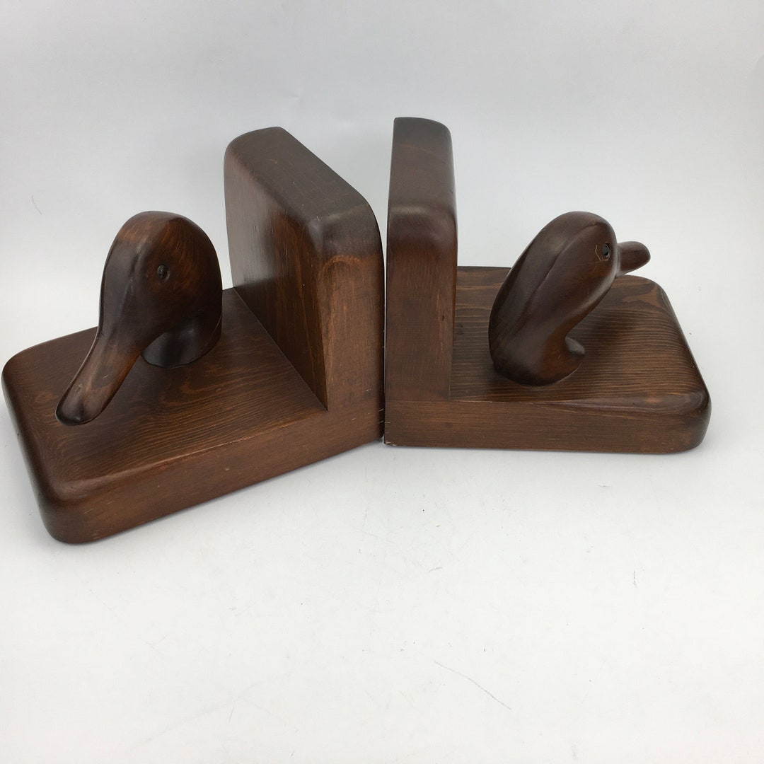Vintage Bookends, Mallard Duck, Wood Carved, Duck Bookends, Carved Duck ...