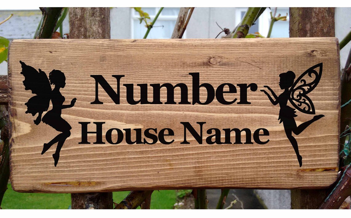 Personalised Fairy Pixie Sign House Name Plaque Solid Wood - Etsy