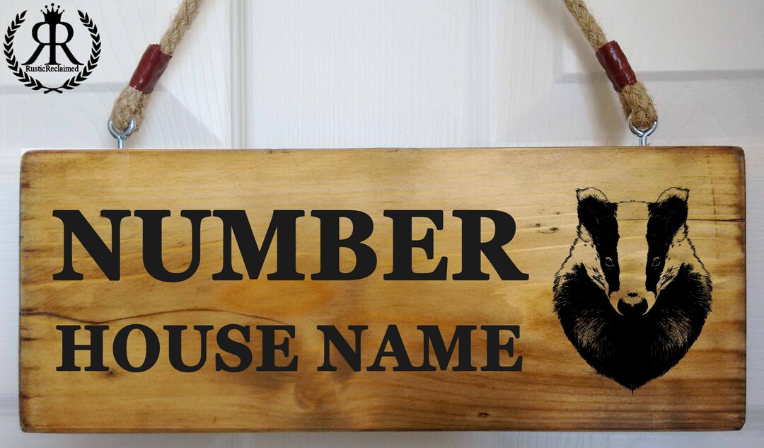 Custom Badger House Sign | Wooden Name Plaque for Porch or Conservatory ...