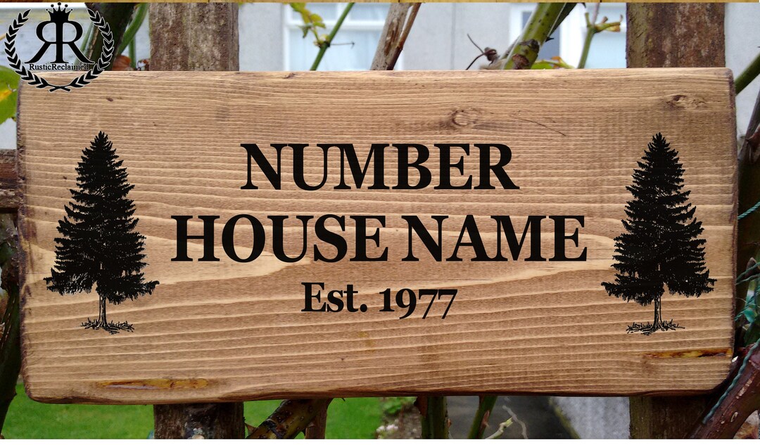Personalised House Name Plaque Signs Solid Log Cabin Wood Porch ...
